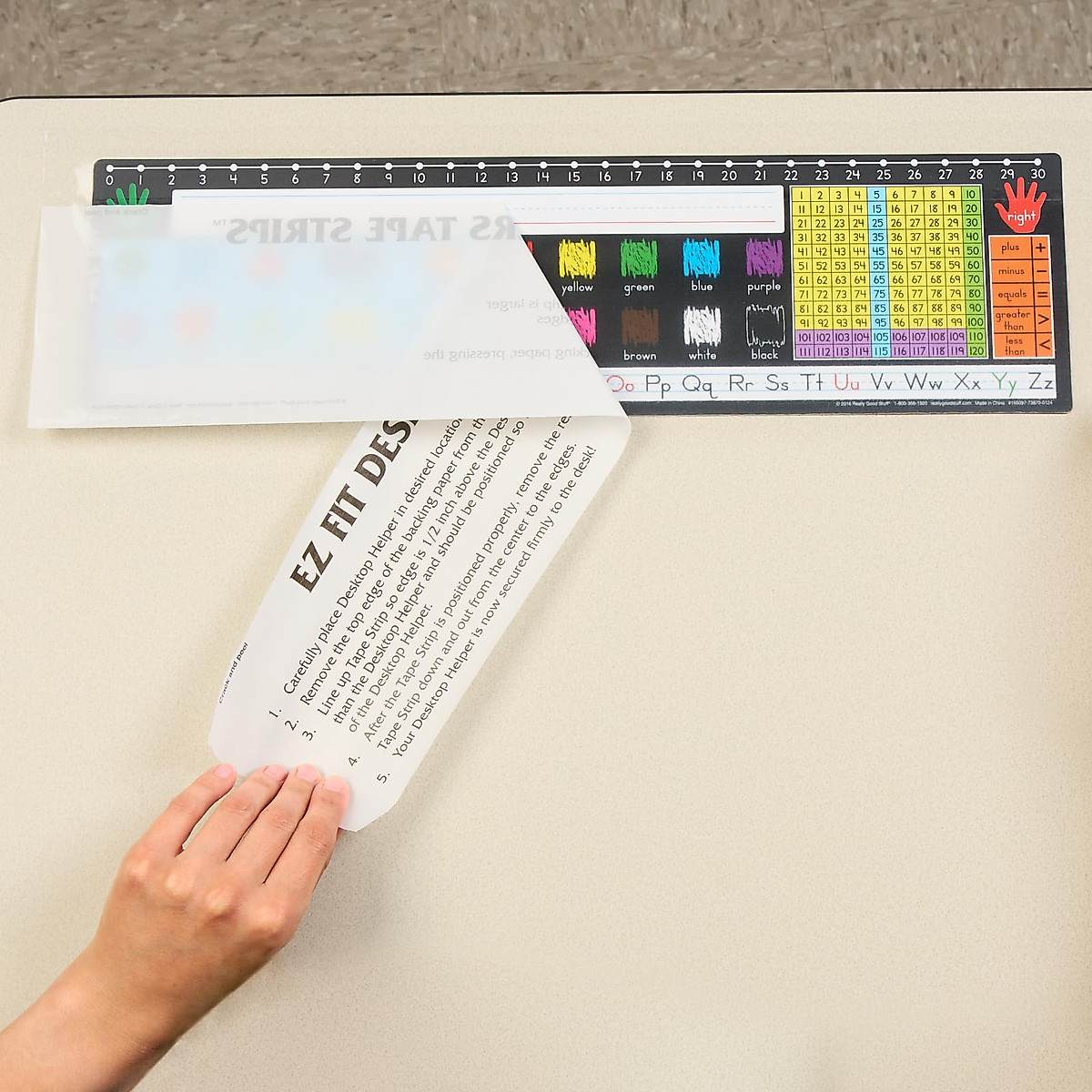 Really Good Stuff EZ-Fit Desktop Helper Tape Strips - Set of 36, Student Desk Name Tags, Pre-Cut, Durable, and Versatile