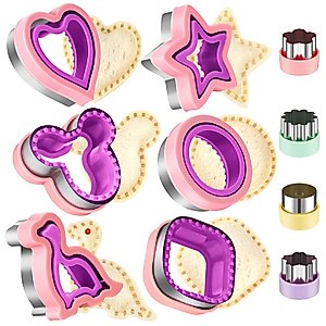 NPET Sandwich Cutter and Sealer 10 Pcs, Decruster Sandwich Maker for Uncrustables Peanut Butter and Jelly Sandwich Cutter for Kids Lunch DIY Uncrustable Maker Cookie Cutter Set Boy Girl