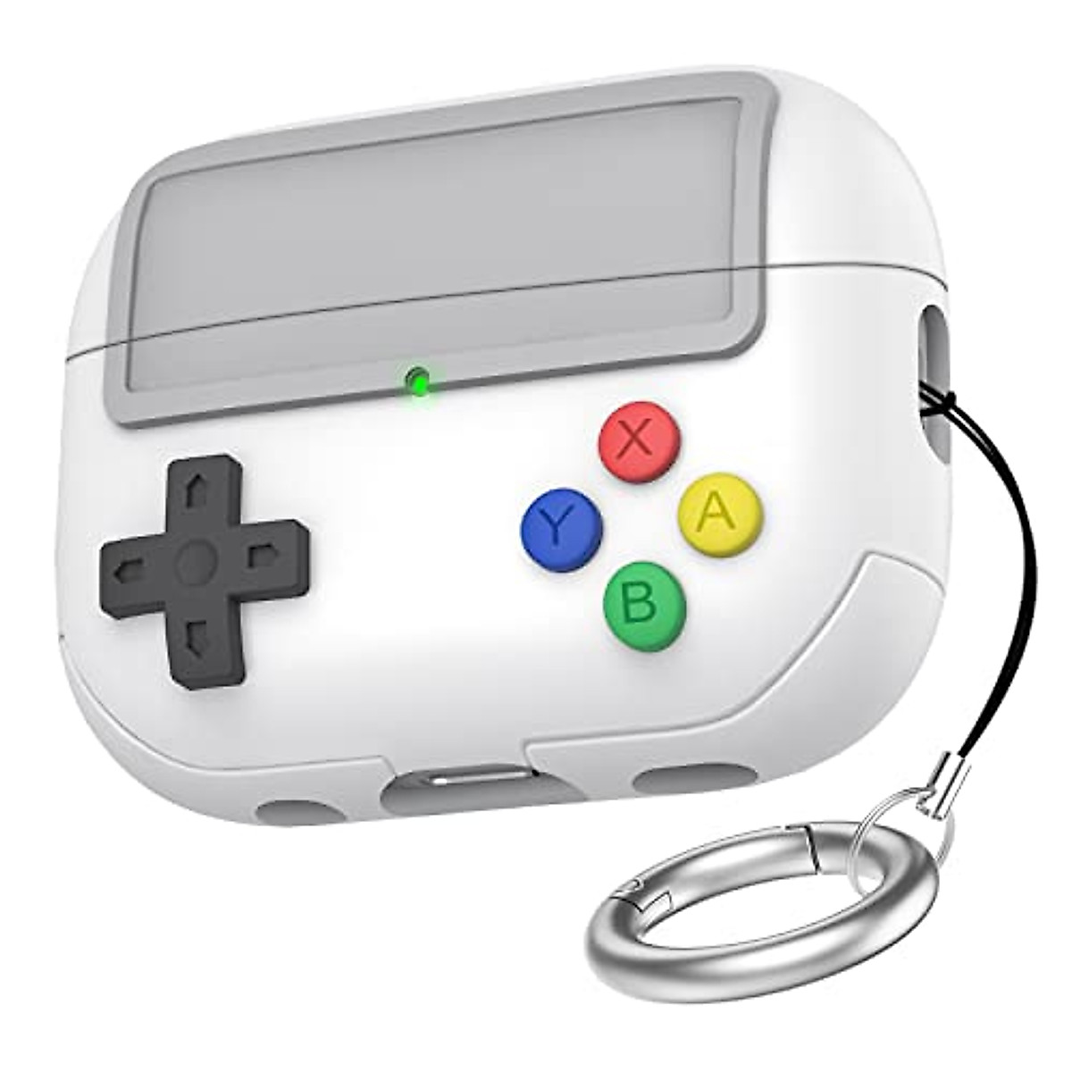 Silicone Airpods Pro 2 Case, Game Player Design for Airpods Pro 2 Case 2022, Soft Silicone Protective Case Skin for Apple Airpods Pro 2nd/1st Generation Accesssories with Keychain for Men Women, White