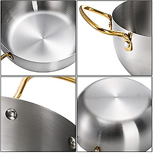 DEAYOU Ramen Cooking Pot, 8" Stainless Steel Pasta Stockpot, Small Everyday Pan with Double Handle, Korea Noodle Pot, Induction Saucepan Stewpot for Stovetop, Soup, Egg, Stir Fry, Fast Heating, 2 QT