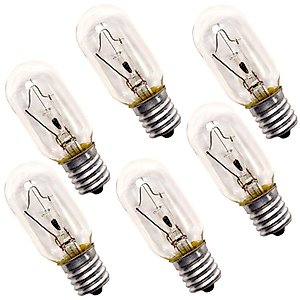 HQRP 6-Pack Microwave Light Bulb T8 40W Incandescent E17 Base for Ovens Under Hood Stove Top Range Compatible with Whirlpool 8206232A GE LG Frigidaire Kenmore, 130V, Dimmable, 3200K Warm White