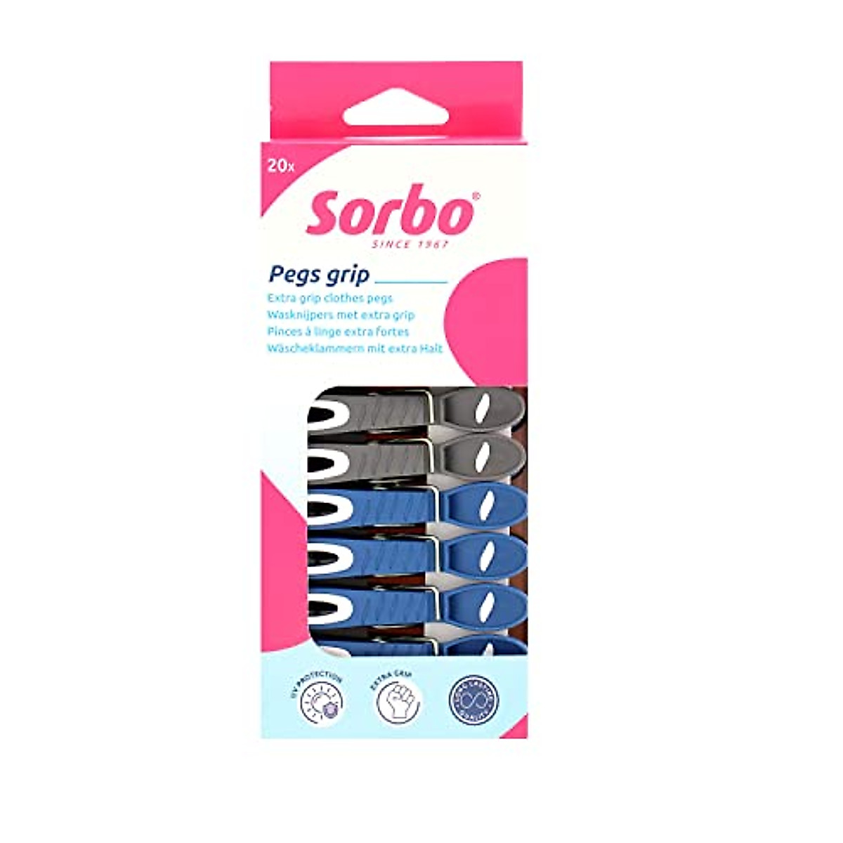 Sorbo Extra Grip Clothes Pegs, Laundry Pegs, 20 Pack, UV Protection, Extra Stong, Additional Grip, Laundry Essential, Household Essential
