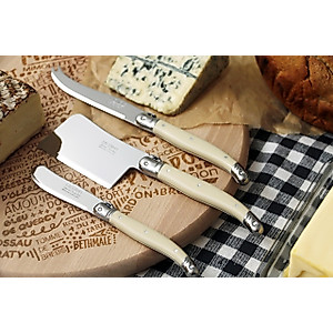 Andre Verdier Laguiole Debutant Cheese Knife Set 3 pce, Stainless Steel/Ivory, AV-3PC-CHEESE-IF, Made in France