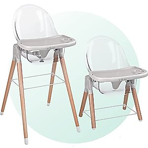 Children of Design 6 in 1 Deluxe Wooden High Chair for Babies & Toddlers, Modern Safe & Compact Baby Highchair, Easy to Clean, Removable Tray, Easy to Assemble, 6 Options 3 Seat Positions 2 Heights