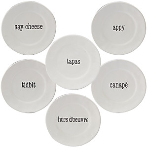 Certified International Corp It's Just Words Canape Plates, Assorted Designs, Set of 6, Regular, Multicolor