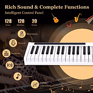HONEY JOY Digital Piano 88 Key Semi-Weighted, Full Size Portable Electric Piano Keyboard with Sustain Pedal, MIDI Touch Sensitive Keyboard with Bluetooth, Musical Teaching Keyboard Toy (White)