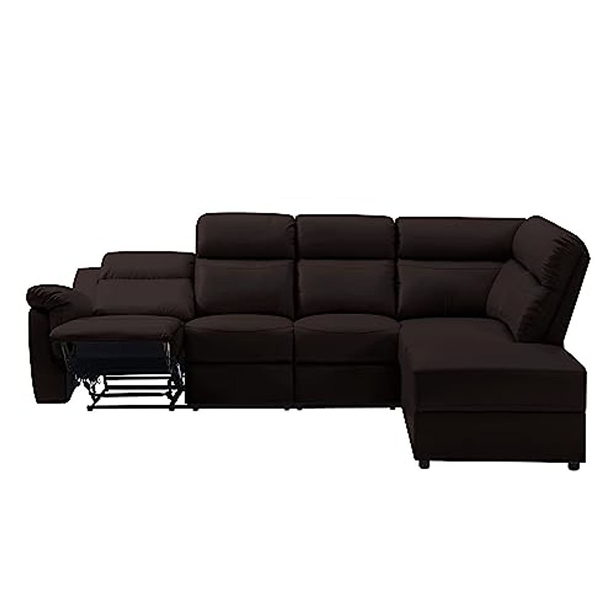 Modern Faux Leather Manual Reclining Sectional Sofa Couch with 2 Cup Holders and Sorage Chaise Lounge, L-Shaped Corner Skin Friendly PU Sofa & Couch for Home Theater Office Living Room Furniture Sets