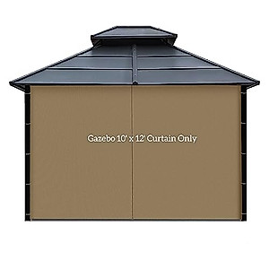 AONEAR Gazebo Privacy Curtain with Zipper Side Wall Universal Replacement for 10' x 12' Gazebo, Patio, Outdoor Canopy, Garden and Backyard, Khaki (1-Panel Curtain Only)