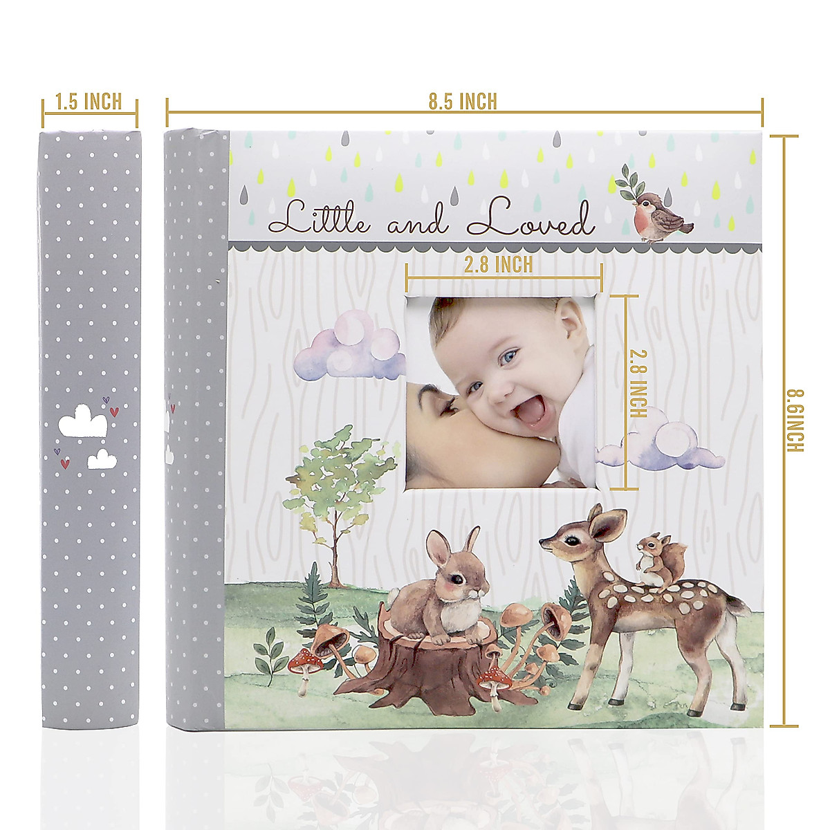 Holoary Baby Photo Album 4” x 6” 160 Photos, Newborn Baby Keepsake Gifts for Baby Boy/Girl and New Parents, Woodland Animals Design