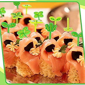 48 Pieces Food Picks for Kids Cute Mini Leaf Food Picks for Bento Box Reusable Fun Toddler Food Picks Reusable Lunch Picks Mini Cartoon Food Picks for Sandwich, Fruit, Bento Decor, Party Supplies