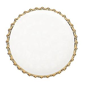 Hemoton Ceramic White Plate with Gold Trim: Round Sushi Plates Dessert Salad Serving Tray European Porcelain Breakfast Dish Jewelry Tray for Kitchen