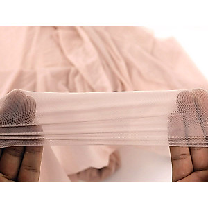 Ultrathin 4-Way Stretch Net Fabric Nylon Spandex Power Mesh Lightweight Sheer, Pre-Cut 5 Yards Long 60" Wide, (Peachy Nude)