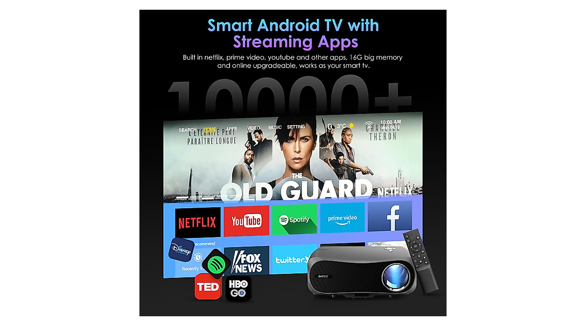 Smart 4K Daylight Projector: 1000 ANSI, 5G WiFi, Android