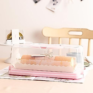 Cezoyx 4 Piece Portable Bread Box with Handle, Rectangular Loaf Cake Containers with Lid, 4 Colors Bread Keeper for Carrying and Storing Banana Bread, Pumpkin Bread and Quick Bread