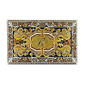 48" x 24" Inch Black Marble Dining Table/Coffee Table Italian Pietra Dura Design Outdoor Indoor Table, Office Table, Conference Table