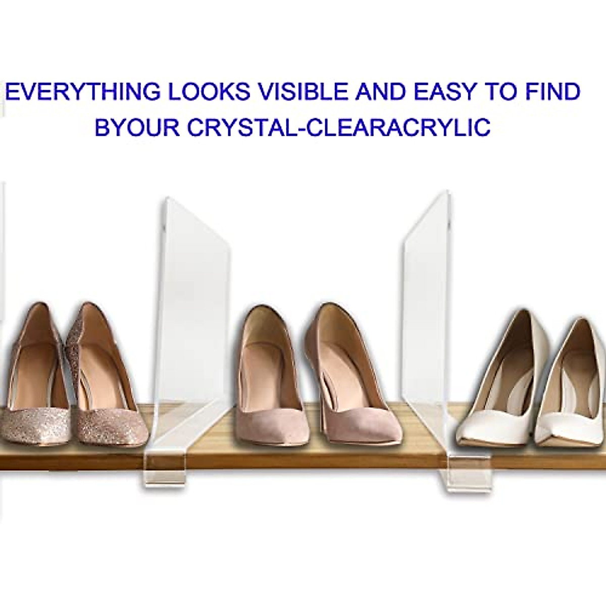 Daoteper 4 Pack Shelf Dividers for Closet Organization,Acrylic Clear Shelve Divider Multifunctional Clothes Organizer Purse Shelf Separators for Bedroom, Kitchen Cabinets, Office