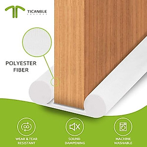 Ticanble Door Draft Stopper, Adjustable Length 24" to 38",Bold Diameter 2", Energy Saving, Dust Proof, Soundproofing, Weather Stripping Reusable Door Sweeps, Machine Washable, White