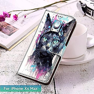Elgzigok Wallet Phone Case for iPhone Xs Max with Cat Print-aa142 - Stylish and Functional PU Leather-Free Smartphone Case with Card Holder
