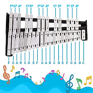 VACHAN 32 Notes Glockenspiel Bell Kit Professional Xylophone for Adult Beginner Students with 8'' Drum Practice Pad,Adjustable Music Stand,Glockenspiel Stick,Drum sticks and Carrying Bag