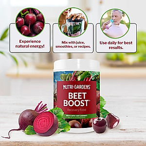 Beet Boost Nutri Gardens Nitric Oxide Powder - Concentrated Beetroot Supplement for Energy, & Healthy Joints - High Blood Pressure Support (20 Servings)
