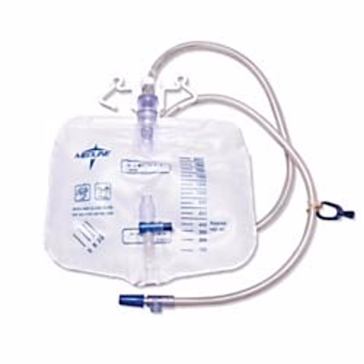 Medline Urology Drainage Bags, Metal Port, 2,000 mL, Clear, Pack of 20 Bags