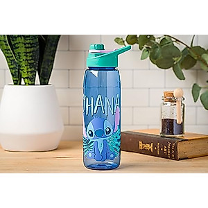 Silver Buffalo Disney Lilo and Stitch Ohana Cute Stitch Water Bottle with Screw-On Lid, 28 Ounces