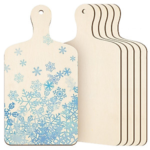 Mini Charcuterie Boards Small Wooden Cutting Board with Handle Crafts Unfinished Wood Cheese Board for DIY Kitchen Vegetables Fruit Summer Party Supply (11.8 x 6.3 x 0.1 Inch, 6 Pcs)