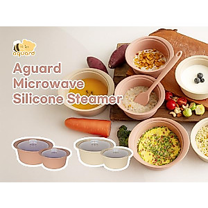 AGUARD MOMOBIN Microwave Silicone Steamer for Baby Food, Dishwasher & Oven Safe to 482°F, Easy Clean, Korea Made (Terracotta Rose, 27.1oz (800ml))