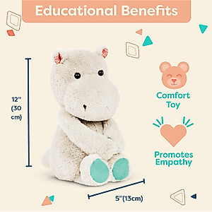 B. toys- B. softies- 12" Plush Hippo- Stuffed Animal – Soft & Gray Hippopotamus Toy – Washable Toys for Baby, Toddler, Kids- Happyhues- Garry Grey Hippo– 0 Months, Gray,grey