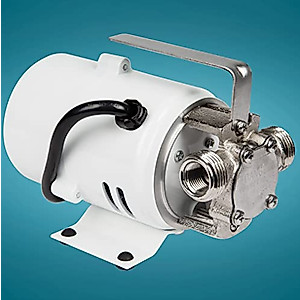 Little Giant 360S 115 Volt, 360 GPH 1/10 HP Stainless Steel Non-Submersible Multi-Purpose Utility Water Transfer Pony Pump with 6-Ft. Cord, White, 555110