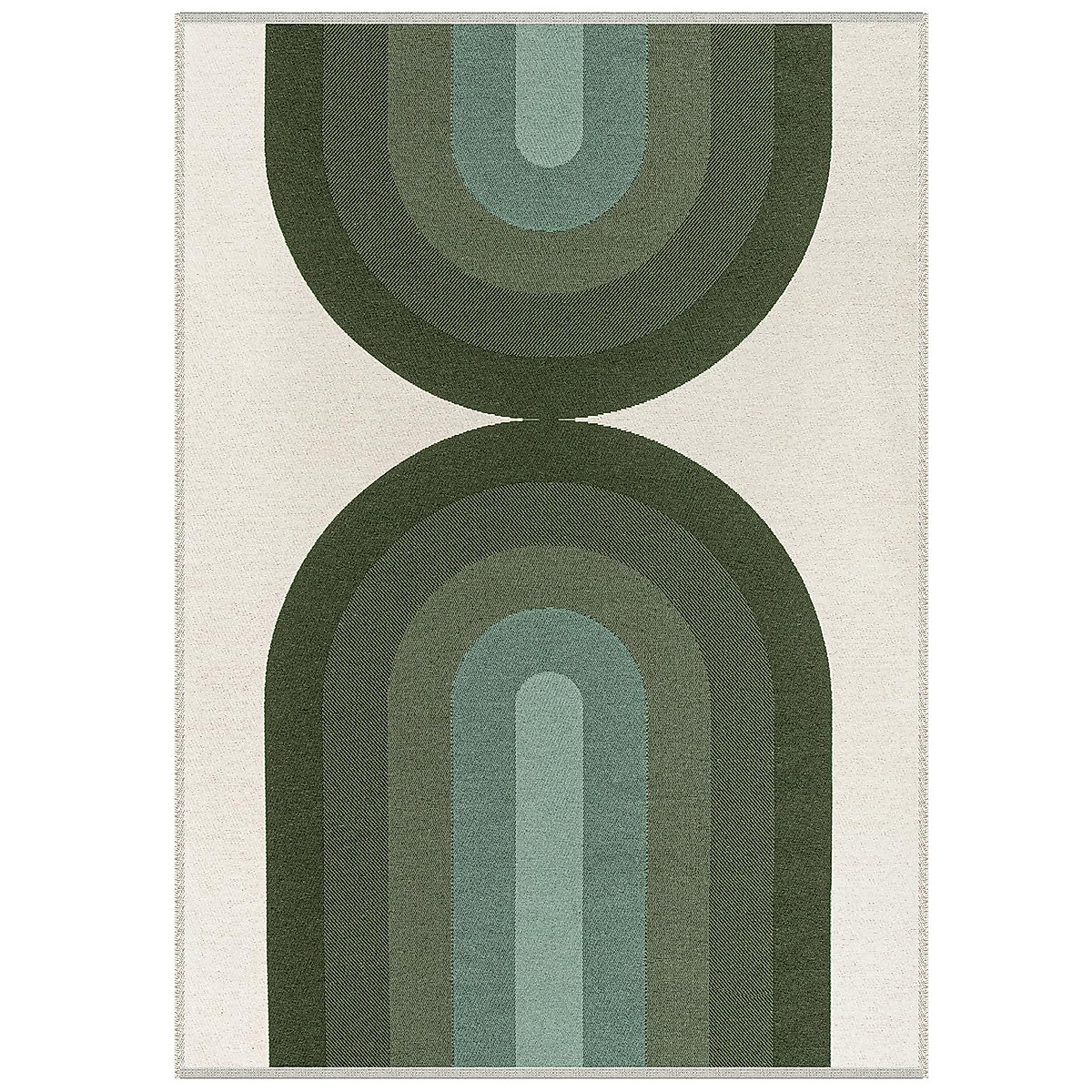 Lahome Washable Green Rugs for Living Room -5x7 Area Rugs Ultra-Thin Woven Boho Rugs Modern Rainbow Rugs for Bedroom, Cotton Reversible Low Pile Carpet for Playroom Dining Room (5'x 7', Green)
