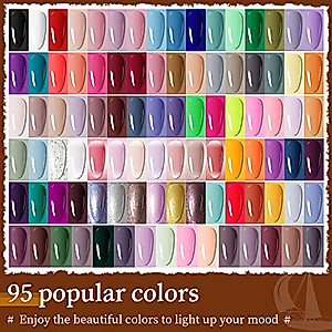 JODSONE 100 PCS Gel Nail Polish Kit No Wipe Soak off Base Coat and Matte Glossy Top Coat Gel Polish Collections Gifts for Manicure Lovers