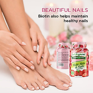 MYVIDAPURE Hair Skin Nails. Biotin, MSM, Vitamin D3, Collagen, Hydrolyzed Keratin, Vitamin A, Riboflavin, Natural Strawberry Flavor, Color Non GMO, Gluten Free (60 gummies)