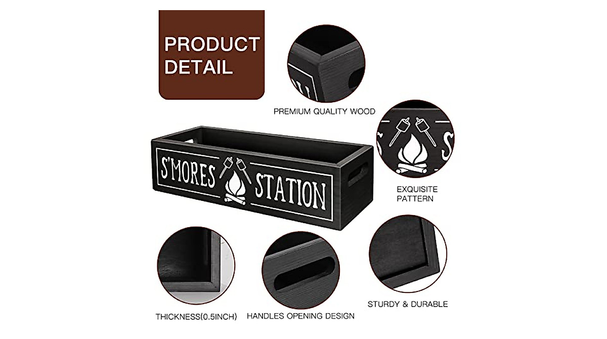 S'mores Station Box - Rustic Wooden Smores Bar Organizer for Camping ...