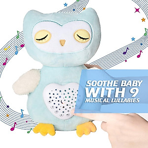 Baby Sleep Soothers, Owl Baby Shusher White Noise Toy Sound Machine Portable, Cry or Noise Baby Activated Machine for Toddler Girl Boy, Olele Plush Night Light Projector Birthday Gifts for Newborns