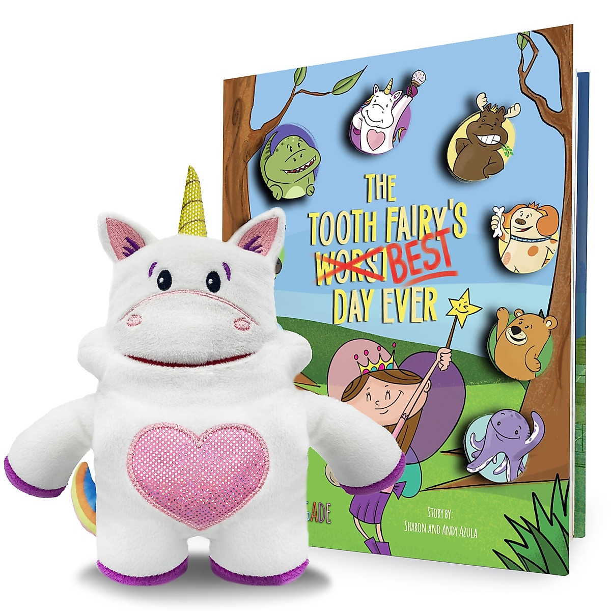 The Tooth Brigade Book and Tooth Fairy Pillow Bundle, Interactive Set Includes 8" Plush Toy with Lost Tooth Pocket and The Tooth Fairy's Best Day Ever! Hardcover Book (Sprinkles Unicorn Bundle)