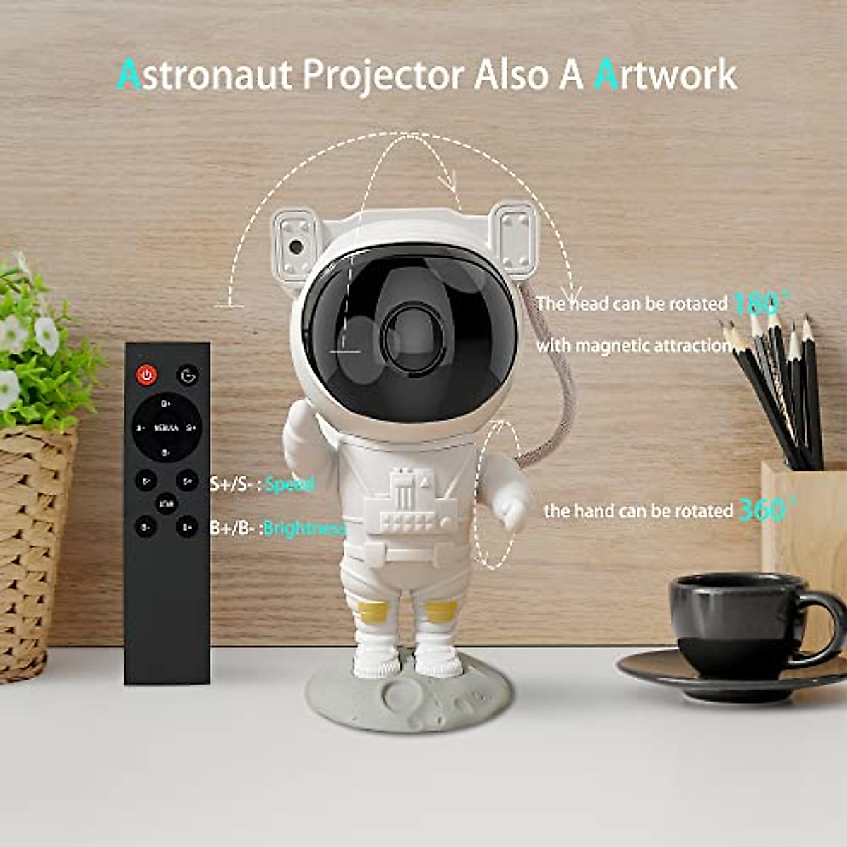 Space Buddy Projector, Astronaut Light Projector, Star Galaxy Night Lights, Nebula Galaxy with Timer and Remote, Kids Gaming Room Bedroom Decor, Christmas, Great Gift for Kids