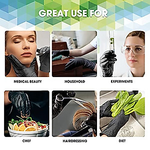 HYSTARCARE Disposable Nitrile Gloves, Small 100pcs, Black, Latex Free, Powder Free, Silicone Free, Textured, 3.5MIL, For Food Processing, Household Cleaning