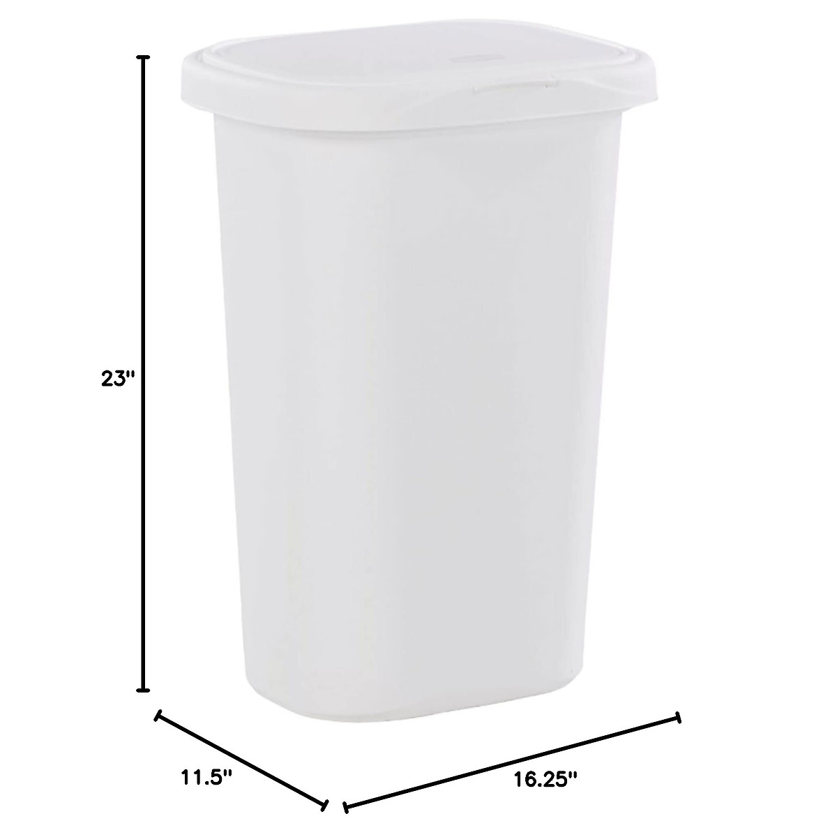 Rubbermaid Spring Top Kitchen Bathroom Trash Can with Lid, 13-Gallon, White, Plastic Garbage Bin/Wastebasket for Home/Kitchen/Bathroom/Garage