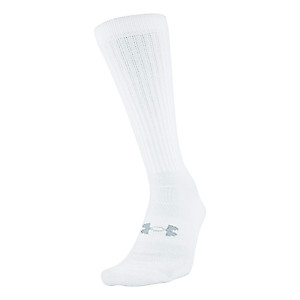 Under Armour Adult Athletic Crew Socks, 3-Pairs , White , Large