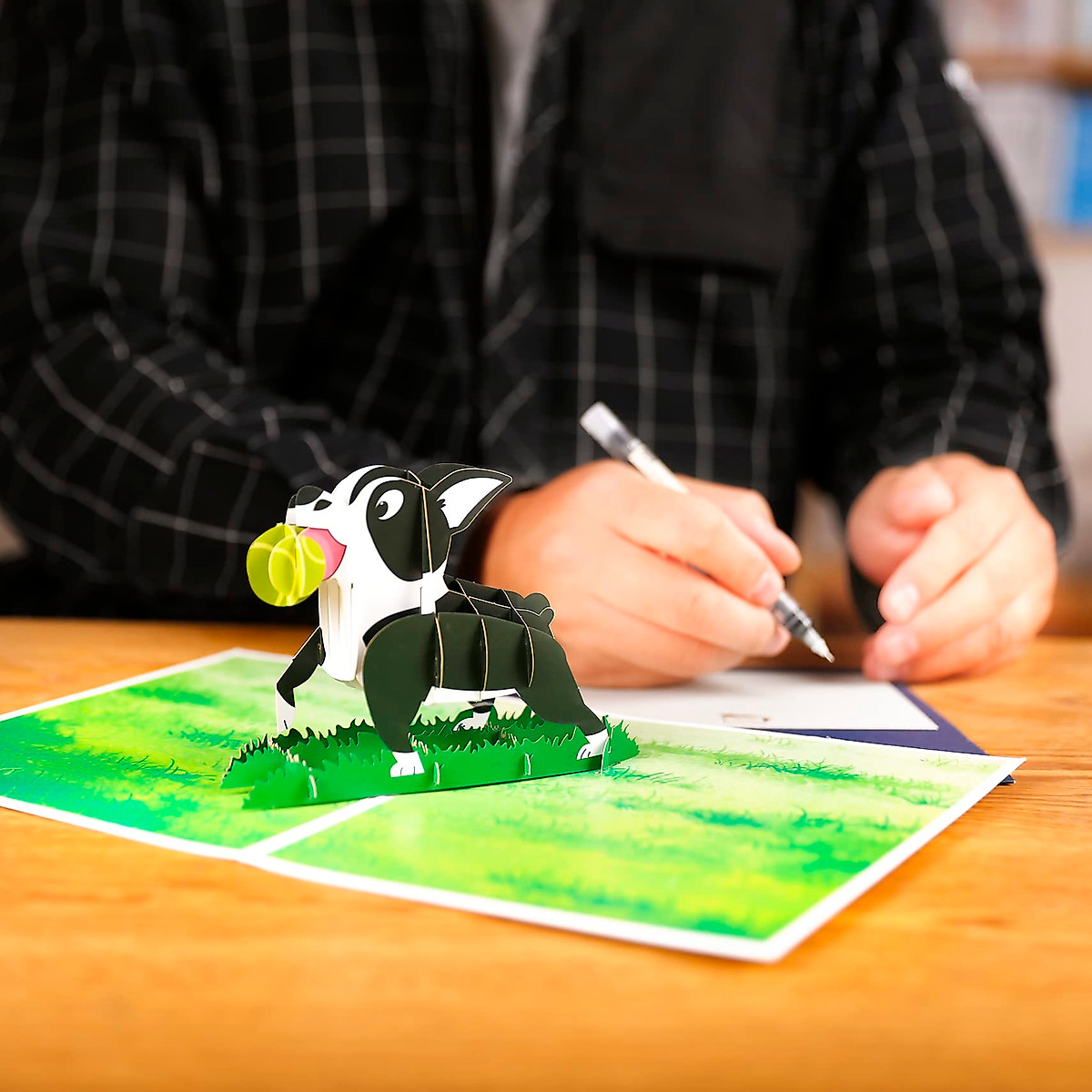 GREETING ART Dog Pop Up Card,3D Pop Up Card,Pop Up Birthday Card,Boston Terrier Pop Up Card, Dog Lover Card,Thank You Card for Mothers Day, Fathers Day,Valentines Day, Birthday, All Occasion