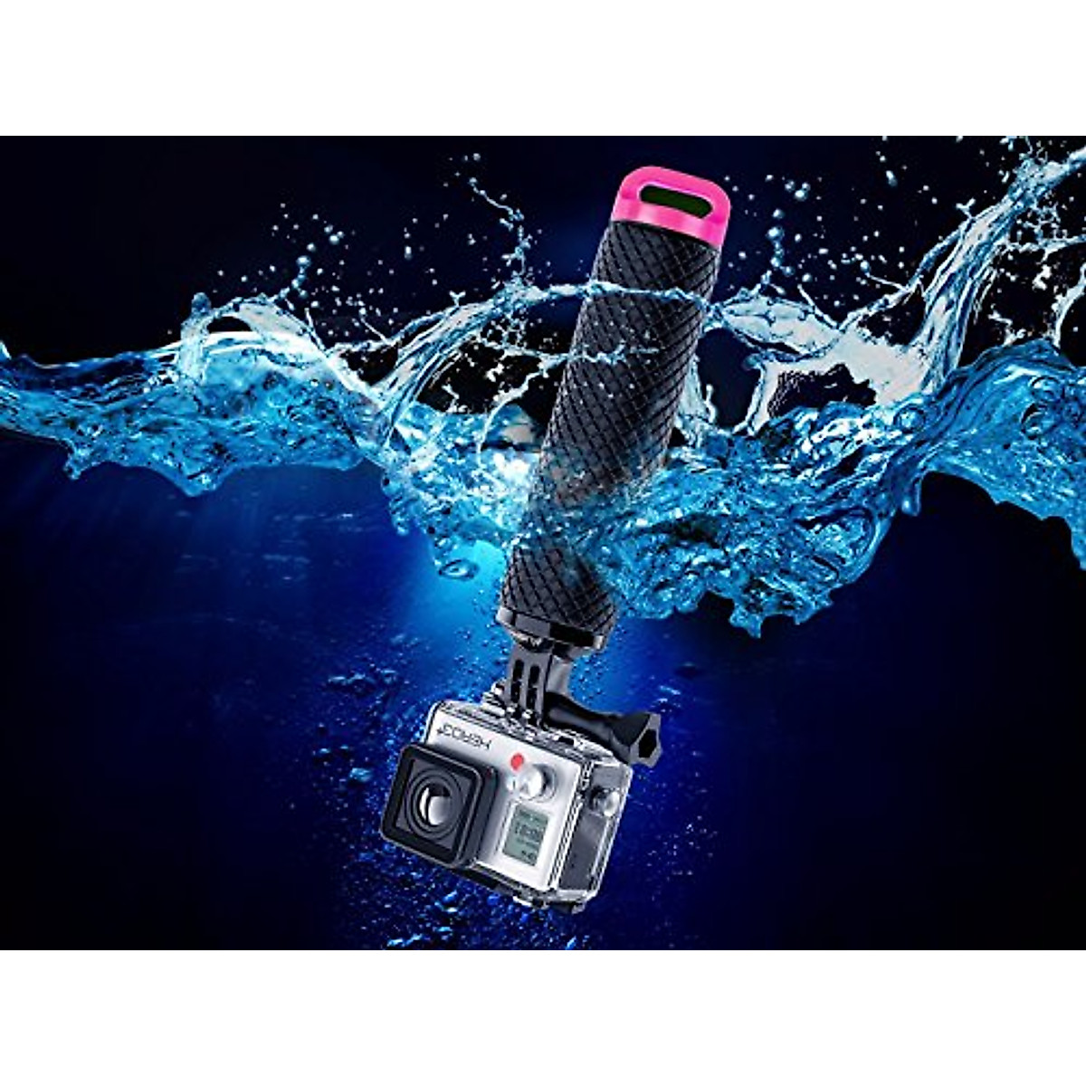 Waterproof Floating Hand Grip Compatible with GoPro Hero 11 10 9 8 7 6 5 4 3+ 2 1 Session Black Silver Handler & Handle Mount Accessories Kit for Water Sport and Action Cameras (Rose Red)