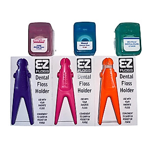 E-Z Floss Dental Floss Holder (Purple, Orange, Pink)