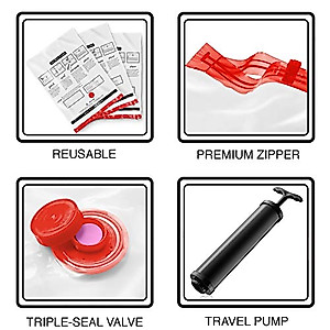 Casafield 15 Vacuum Storage Bags - Variety Pack (3 SM, 3 MD, 3 LG, 3 XL, 3 Jumbo) with Travel Hand Pump - Space Saving Compression Bags for Clothes, Blankets, Comforters