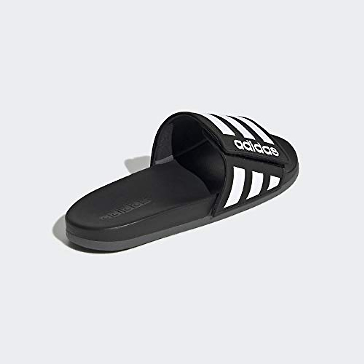 adidas Men's Adilette Comfort Adjustable Slides, Core Black/White/Grey, 10