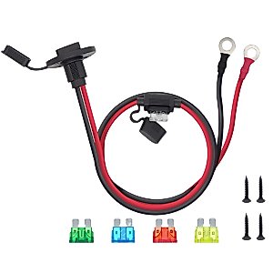 Billion wealth SAE Power Socket Sidewall Port to O Ring Connecters Extension Cord Cable Connector with 10A 15A 20A 25A 30A Fuse (10AWG 2FT)