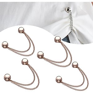 Multi-Function Magnetic Clothing Clips, 4 Pack Hijab Magnets with Chain, Clothing Cinch Clips, T-Shirt Clips, Magnetic Shirt Accessories, for Cardigans, Skirts and Dresses