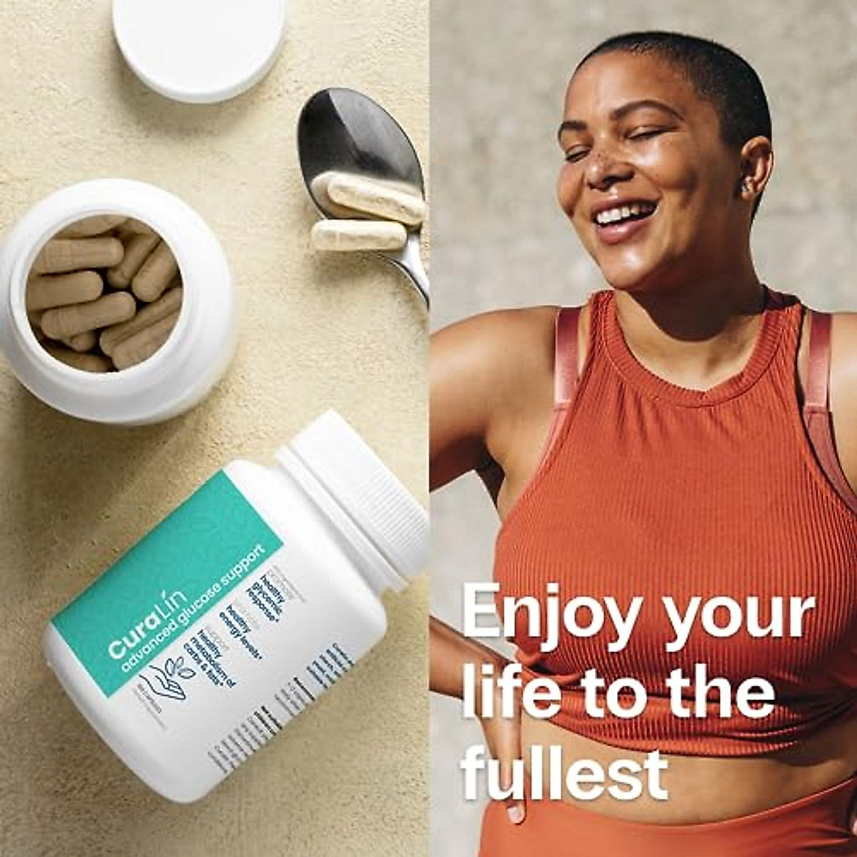 CuraLin Blood Sugar Support Supplement - Promotes Healthy Glucose Levels Already in The Normal Range - Clinically Tested, Effective, and 100% Natural - 180 Capsules - 30 Day Supply