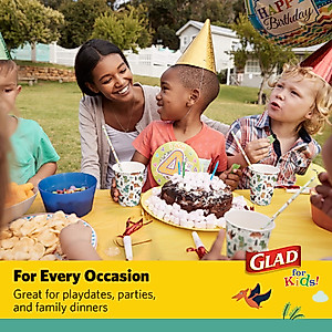 Glad for Kids Dinosaur Design Disposable Paper Plates, 7-Inch, Soak Proof & Microwavable Kid Paper Plates - Perfect for Kids Birthday Parties, Dinosaur Party Supplies - 20 Count Party Plates