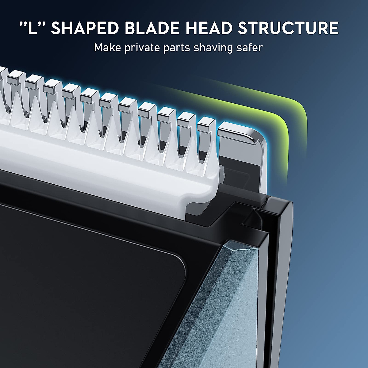 Body Hair Trimmer for Men - Electric Ball Shaver Razor for Pubic Groin Hair Grooming with Built-in LED Light and Mirror, Ceramic Blade, No Pulls, No Cuts, Waterproof Wet/Dry Cordless Use (Blue)